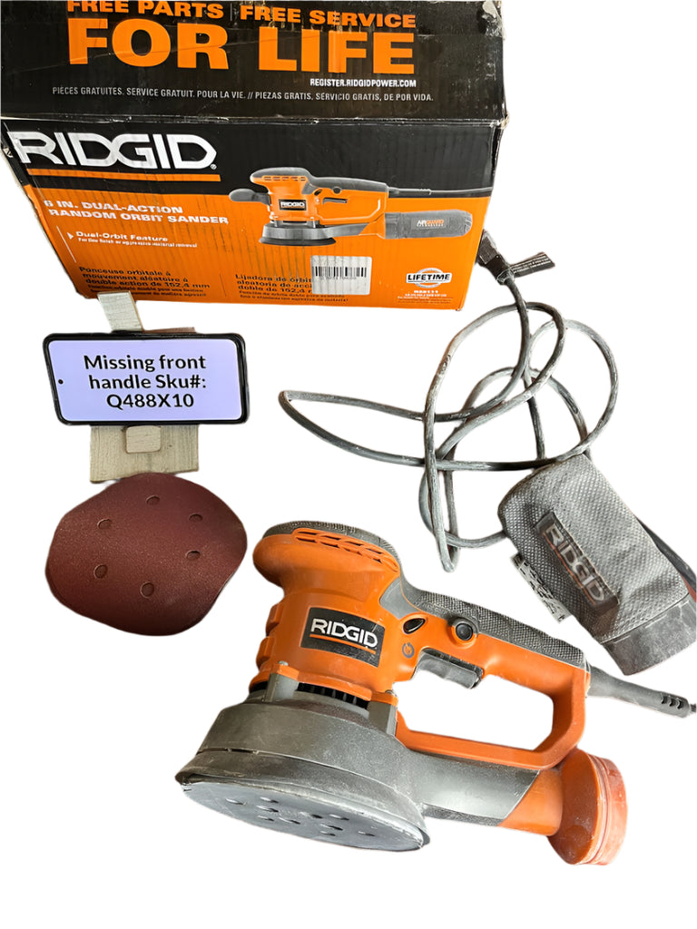 NO FRONT HANDLE USED Ridgid 4 Amp Corded 6 in. Variable Speed Orbital Sander R26111 Spend Less Store